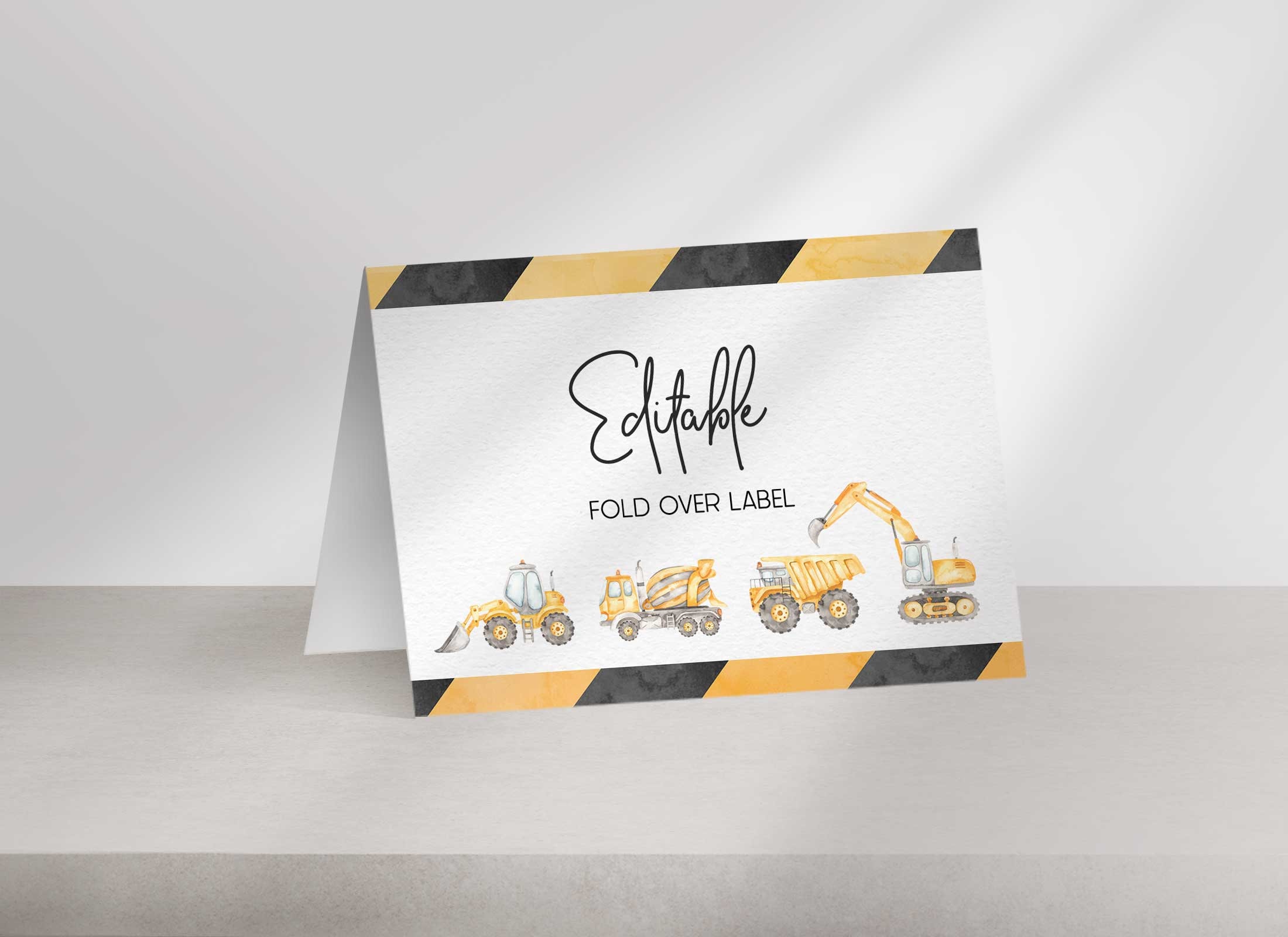 Editable Construction Birthday Table Labels Instant Download - Etsy