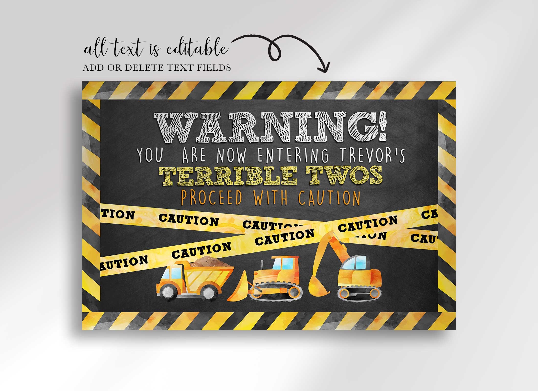 Editable Construction Birthday Party Welcome Sign | Instant Download ...