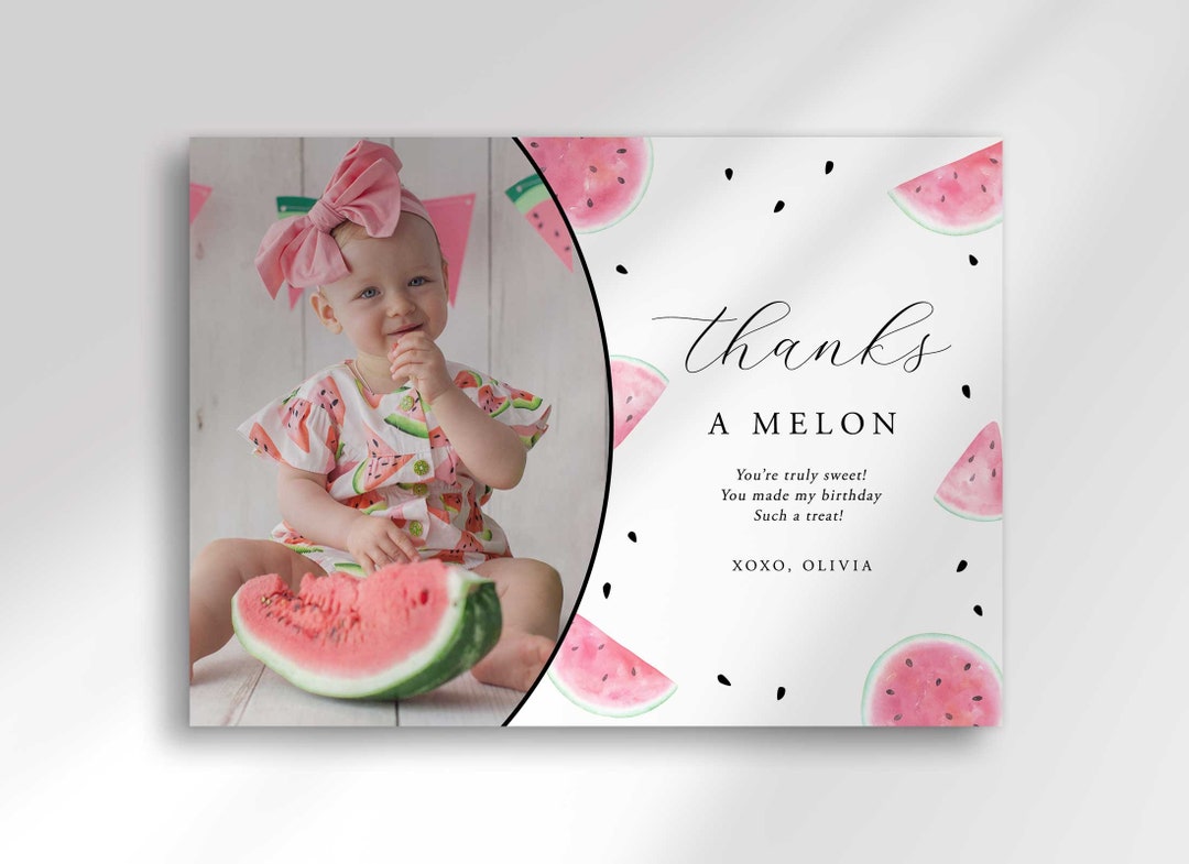 Editable Watermelon Thank You Card Template Photo Thank You Card ...