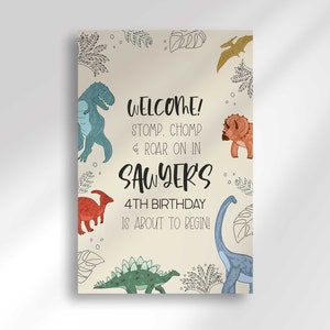 Editable Dinosaur Welcome Poster Template for Instant Download | Create ...