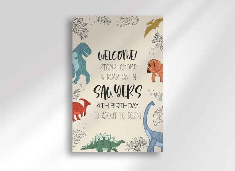 Editable Dinosaur Welcome Poster Template for Instant Download - Etsy