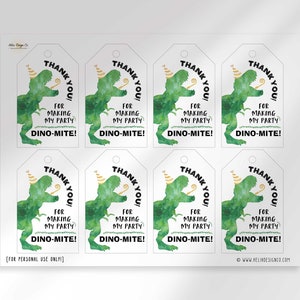 Dinosaur Thank You Favor Tags | T-rex Birthday | Instant Download | Not ...