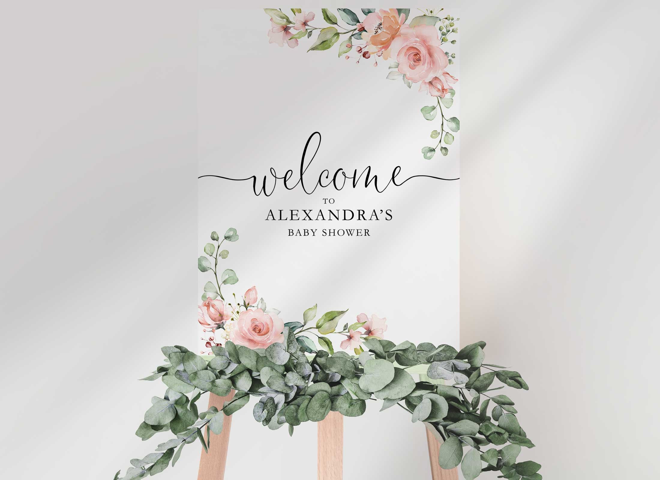 Editable Rose Welcome Sign Template to Edit Yourself at | Etsy