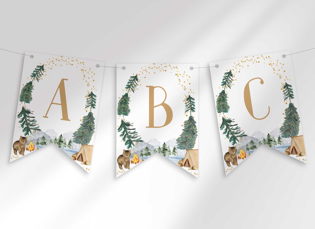 Adventure Letter Banner, Woodland Theme Spell Anything Happy Birthday ...