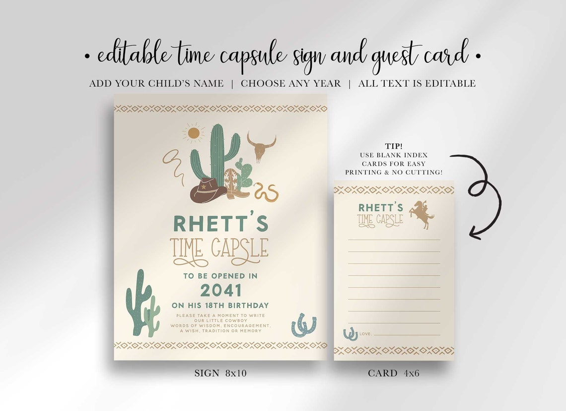 Editable First Rodeo Time Capsule Template | Edit and Print Yourself - Etsy