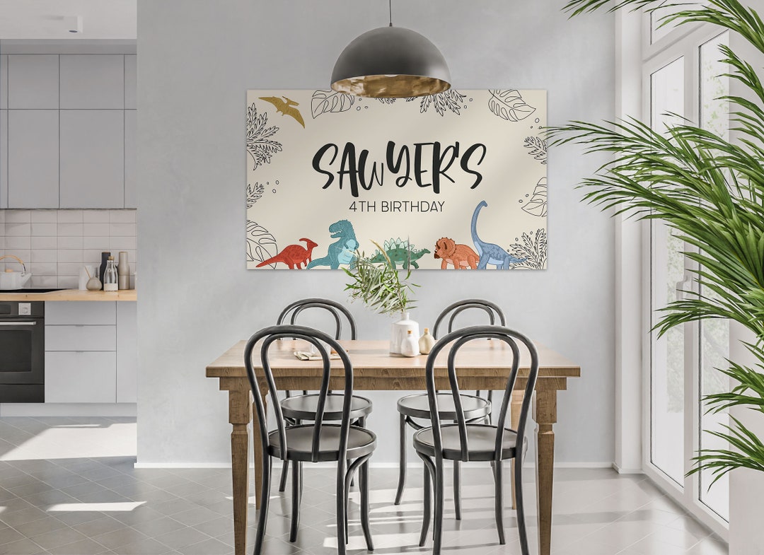 Dinosaur Birthday Backdrop Poster: Editable Banner (digital Download ...