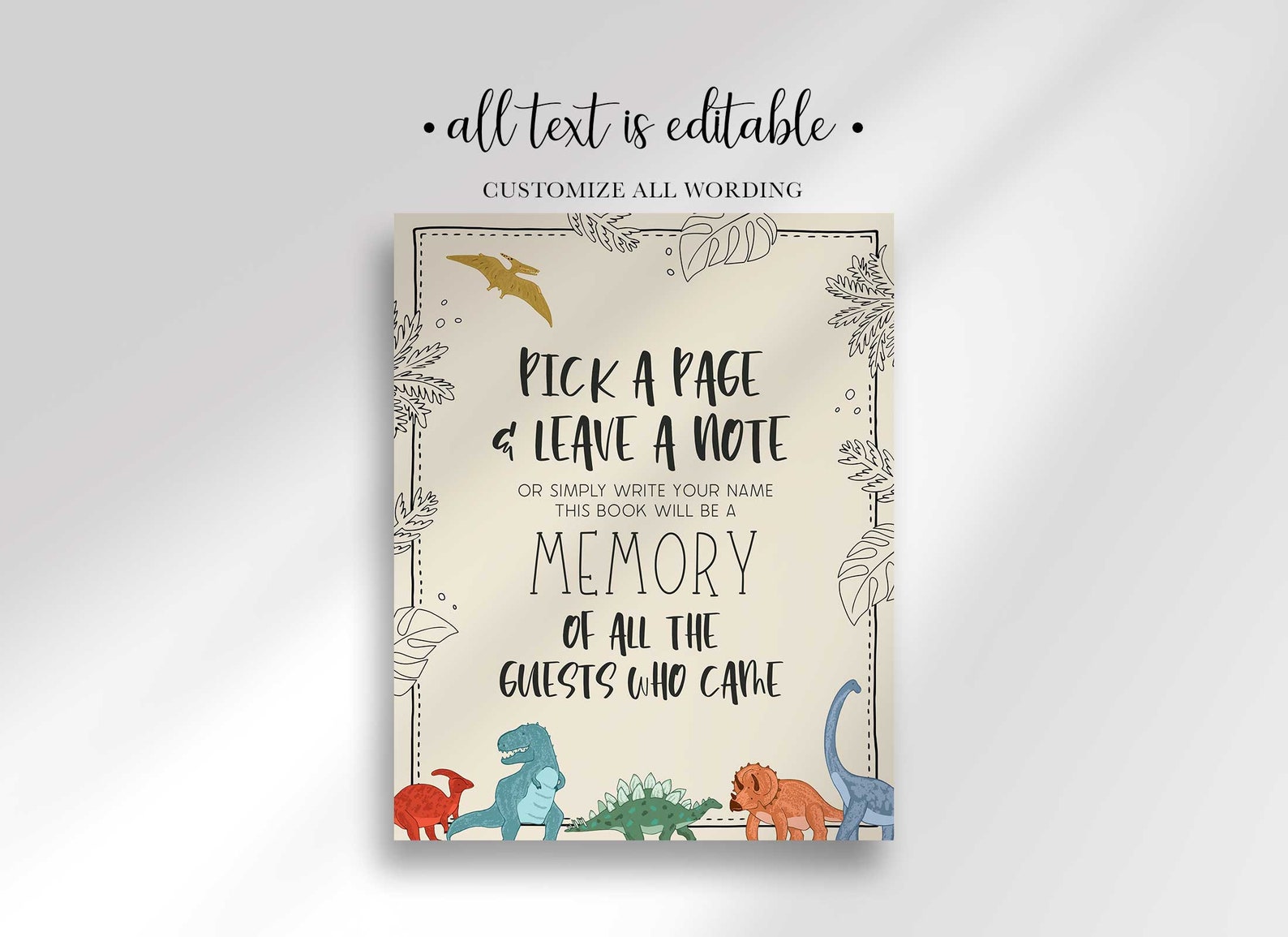 Dinosaur Party Sign Package: Editable Dino Decor (digital Download) - Etsy