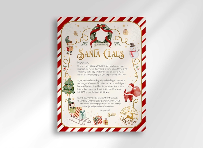 Editable Letter From Santa: Instant Access (8.5x11 PDF) - Etsy