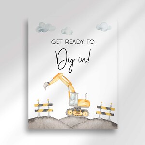 Dig in Printable 8x10 Construction Birthday Party Sign for Digital ...
