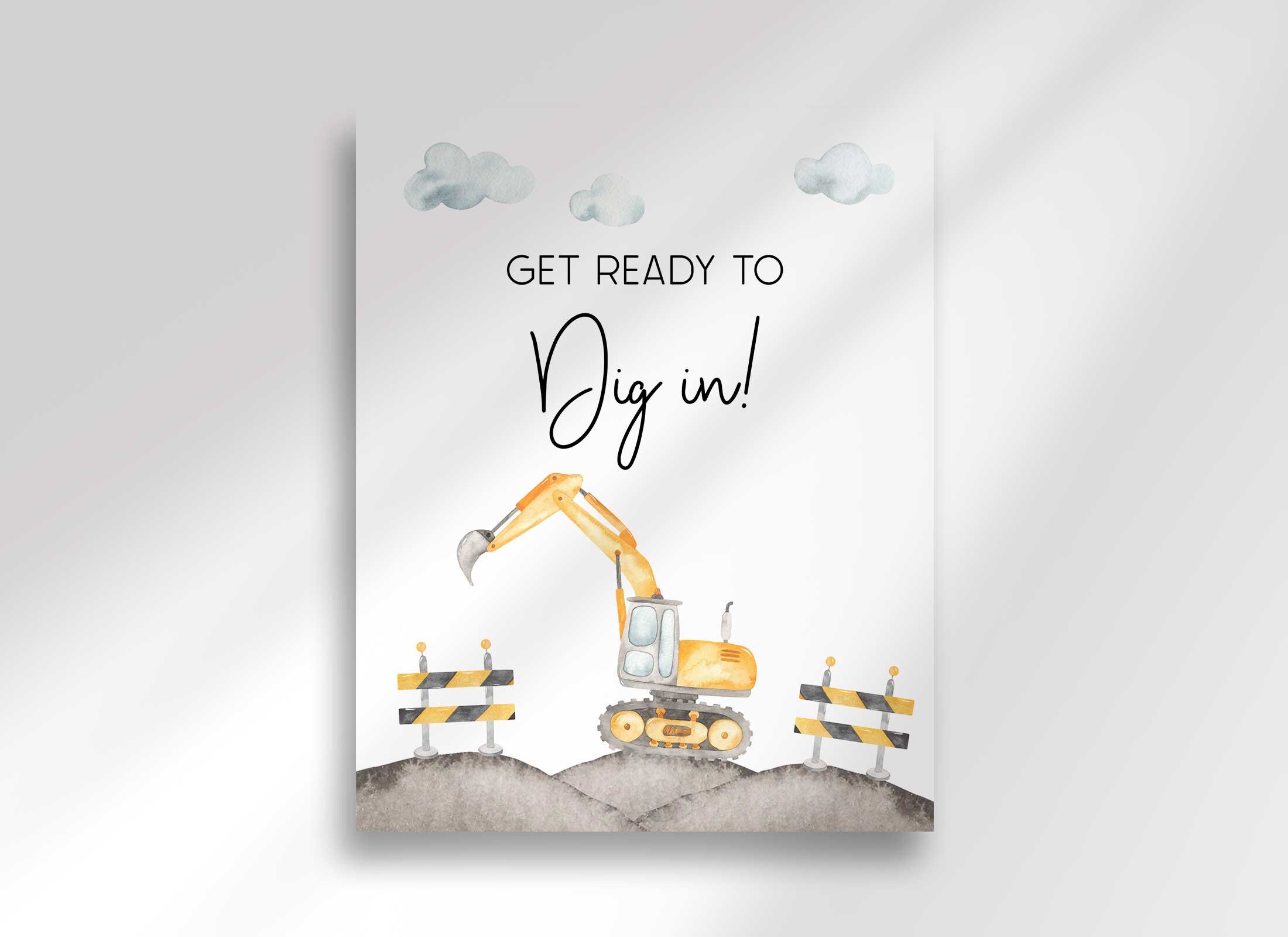 Dig in Printable 8x10 Construction Birthday Party Sign for Digital ...