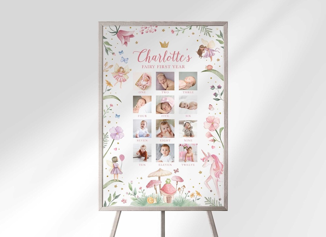 Editable Enchanted Forest Fairy Photo Milestone Chart Template Instant ...
