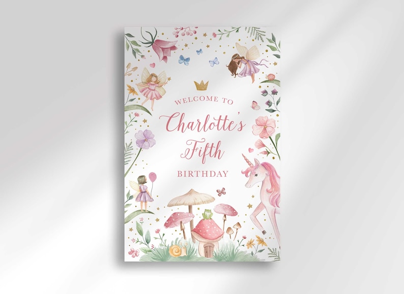 Editable Enchanted Forest Fairy Welcome Sign Template Instant - Etsy