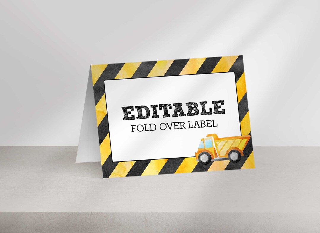 Editable Construction Birthday Table Labels | Instant Download ...