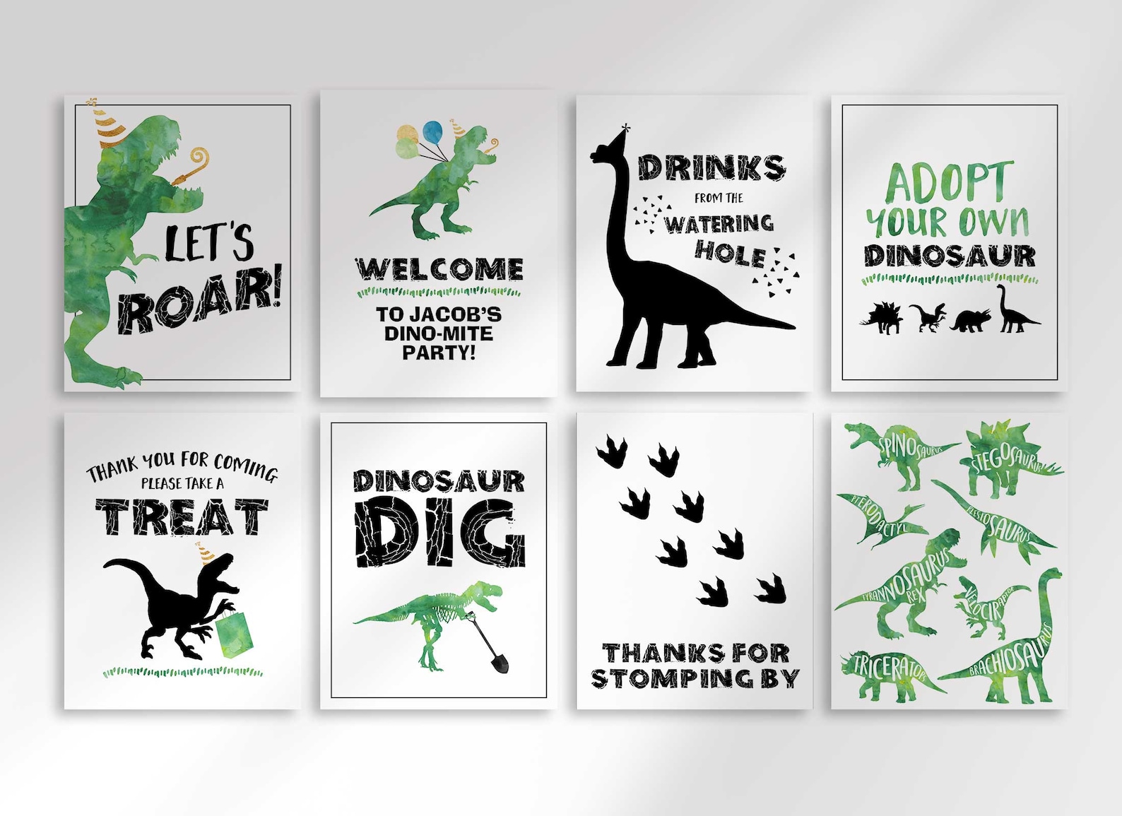 Editable Dinosaur Party Sign Package: Adopt a Dinosaur (digital ...