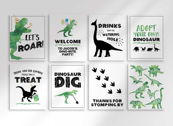 Editable Dinosaur Party Sign Package Adopt a Dinosaur - Etsy