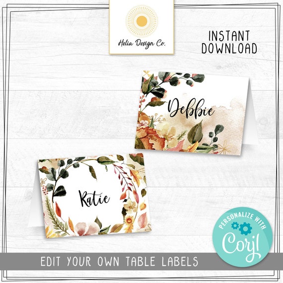 Editable Fall Table Labels Instant Digital Download | Edit Yourself ...
