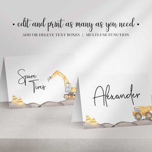 Editable Construction Birthday Table Labels Instant Download Printable ...