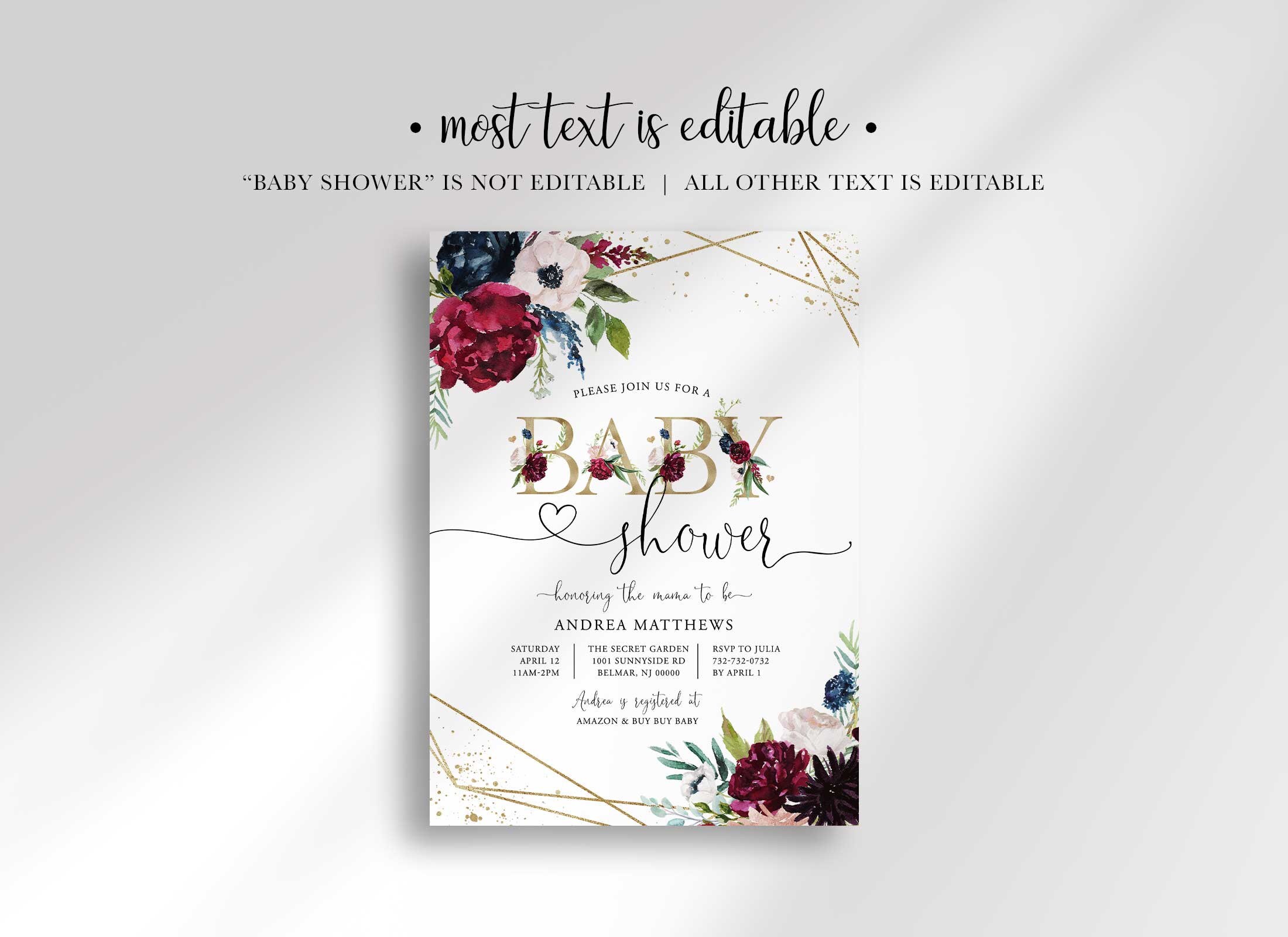 Editable Baby Shower Invitation Template to Edit Yourself at | Etsy