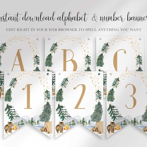 Adventure Letter Banner, Woodland Theme Spell Anything Happy Birthday ...