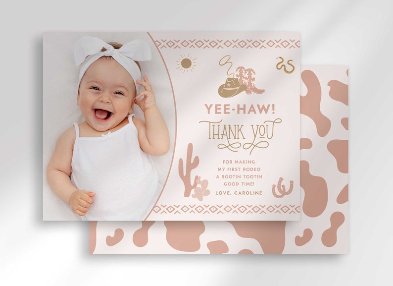 Editable First Rodeo Birthday Thank You Card Template Instant - Etsy