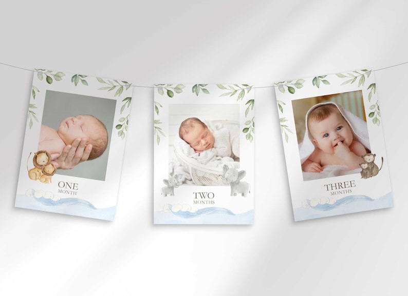 Editable Noah's Ark First Birthday Milestone Photo Banner - Etsy