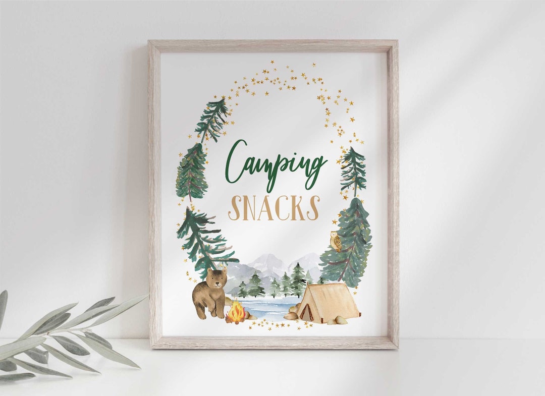 Camping Snacks Party Sign: 8x10 Instant Download (PDF) - Etsy