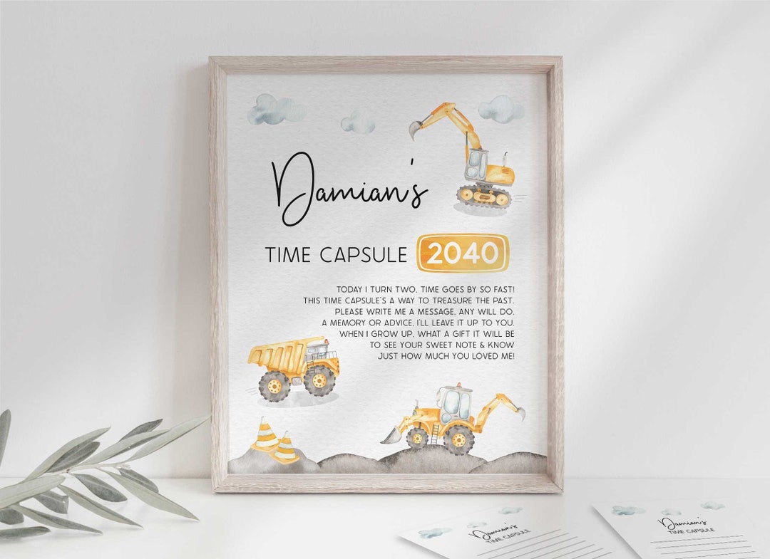 Editable Construction Birthday Time Capsule Sign for Digital Download ...