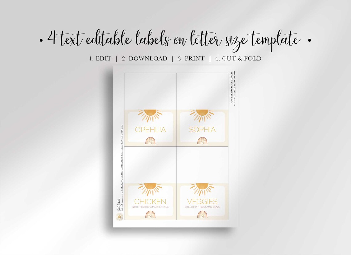 Editable Sun Birthday Party Food Labels Edit Yourself | Etsy