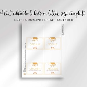 Editable Sun Birthday Party Food Labels | Edit Yourself | Sunshine ...