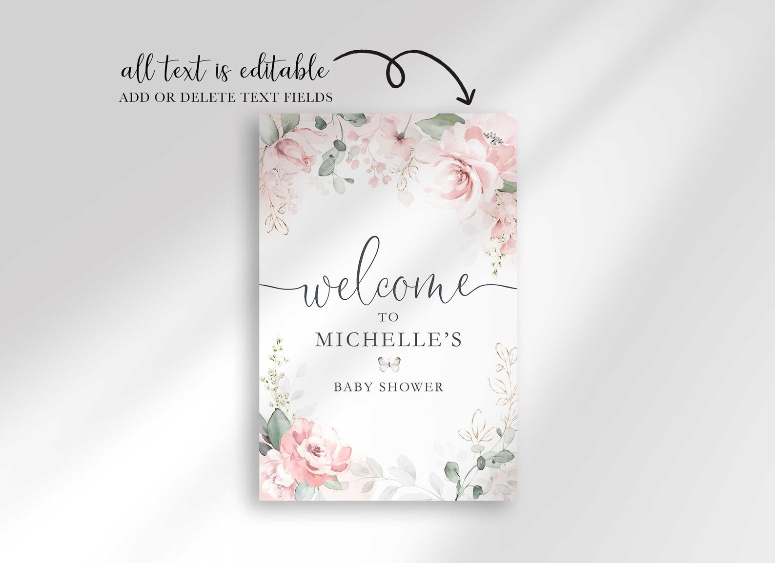 Editable Pink Garden Welcome Sign Template to Edit Yourself at | Etsy