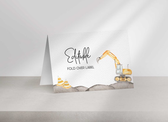 Editable Construction Birthday Table Labels | Instant Download ...