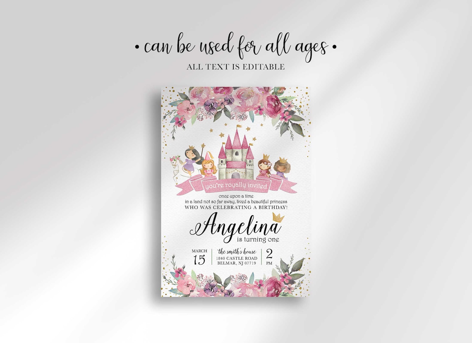 Editable Enchanted Princess Birthday Invitation Template - Etsy