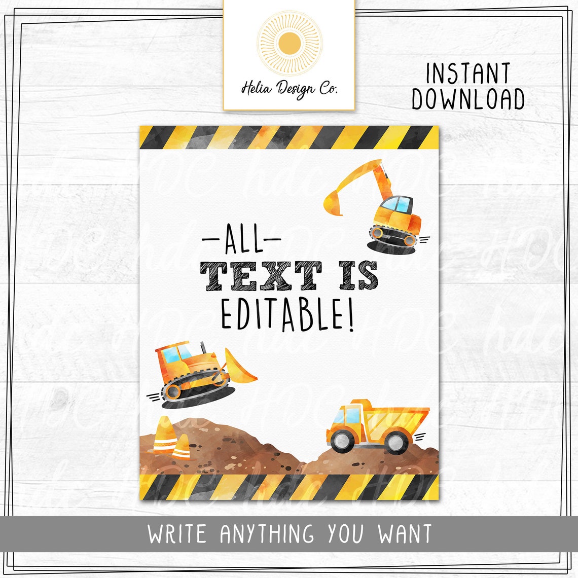 Editable Construction Birthday Welcome Sign Digital Download | Etsy