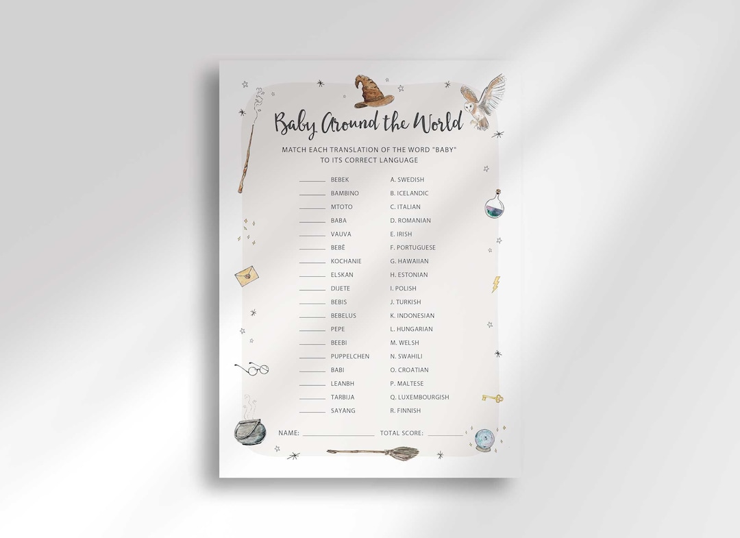 Wizard Baby Shower Baby Around the World Game Digital Download ...