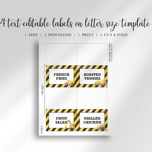 Editable Construction Birthday Table Labels | Instant Download ...
