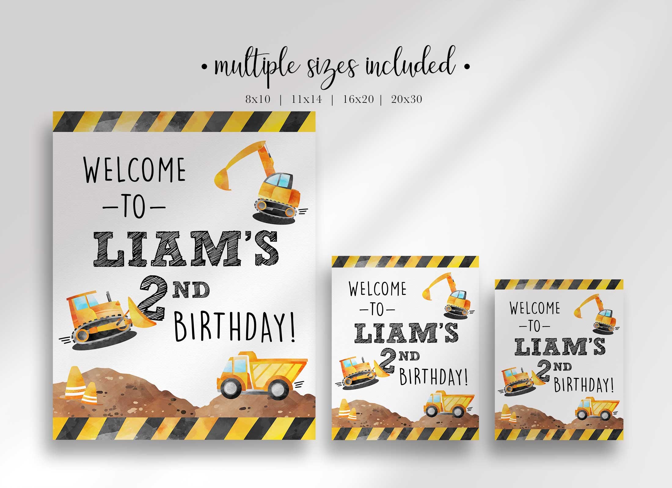 Editable Construction Birthday Welcome Sign Digital Download - Etsy
