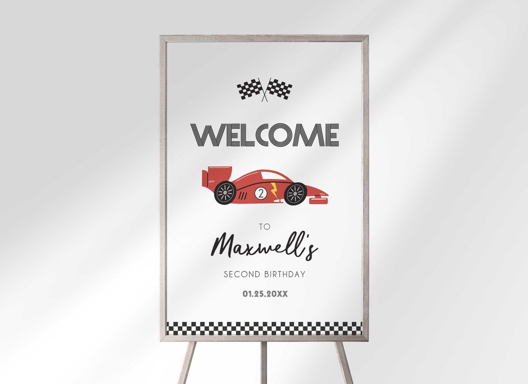 Editable ANY COLOR Race Car Welcome Sign Template for Instant Download ...