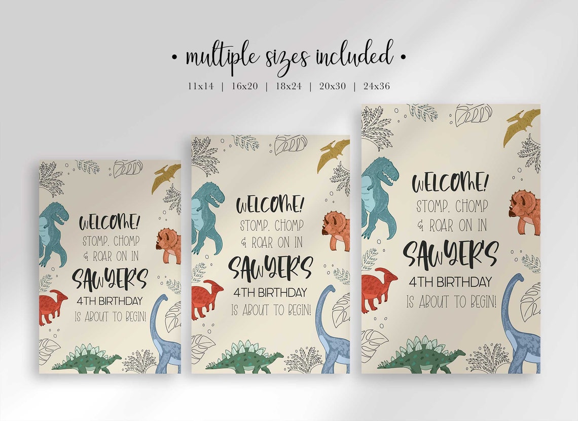 Editable Dinosaur Welcome Poster Template for Instant Download - Etsy