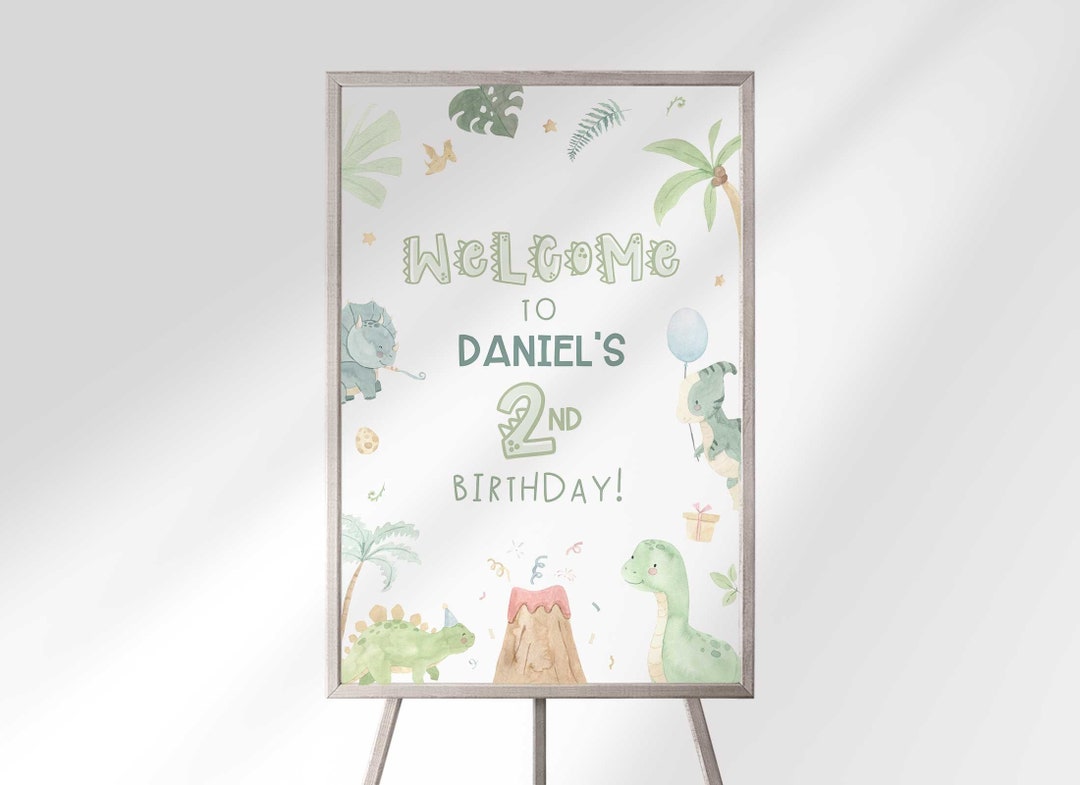 Editable Dinosaur Welcome Poster Template for Instant Download | Create ...