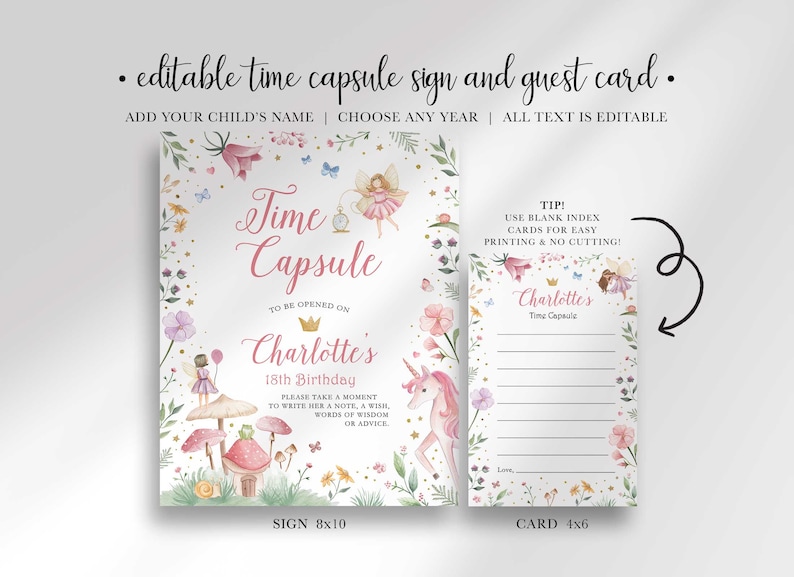 Editable Enchanted Forest Fairy Time Capsule Instant Download - Etsy