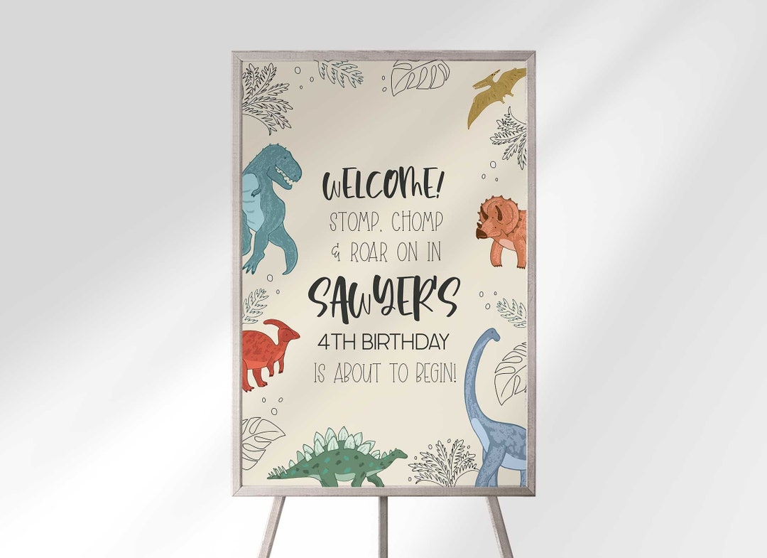 Editable Dinosaur Welcome Poster Template for Instant Download | Create ...