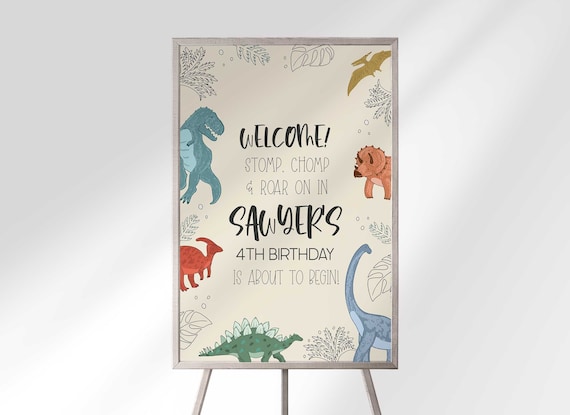 Editable Dinosaur Welcome Poster Template for Instant Download | Create ...