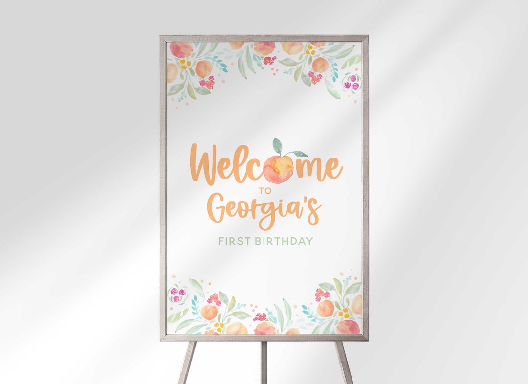 Editable Peach Welcome Sign for Digital Download | Print Yourself DIY ...