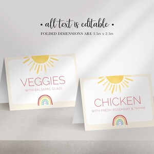 Editable Sun Birthday Party Food Labels Edit Yourself Sunshine Birthday ...