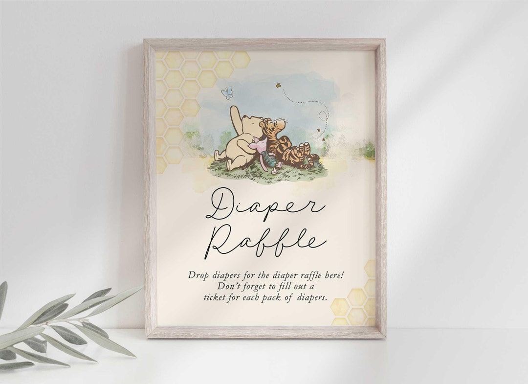 Classic Winnie the Pooh Diaper Raffle Sign Instant Digital Download ...