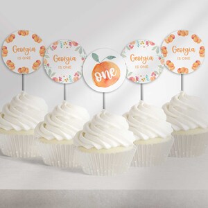 Editable Peach Party Cupcake Toppers for Peach Theme Birthday or Shower ...