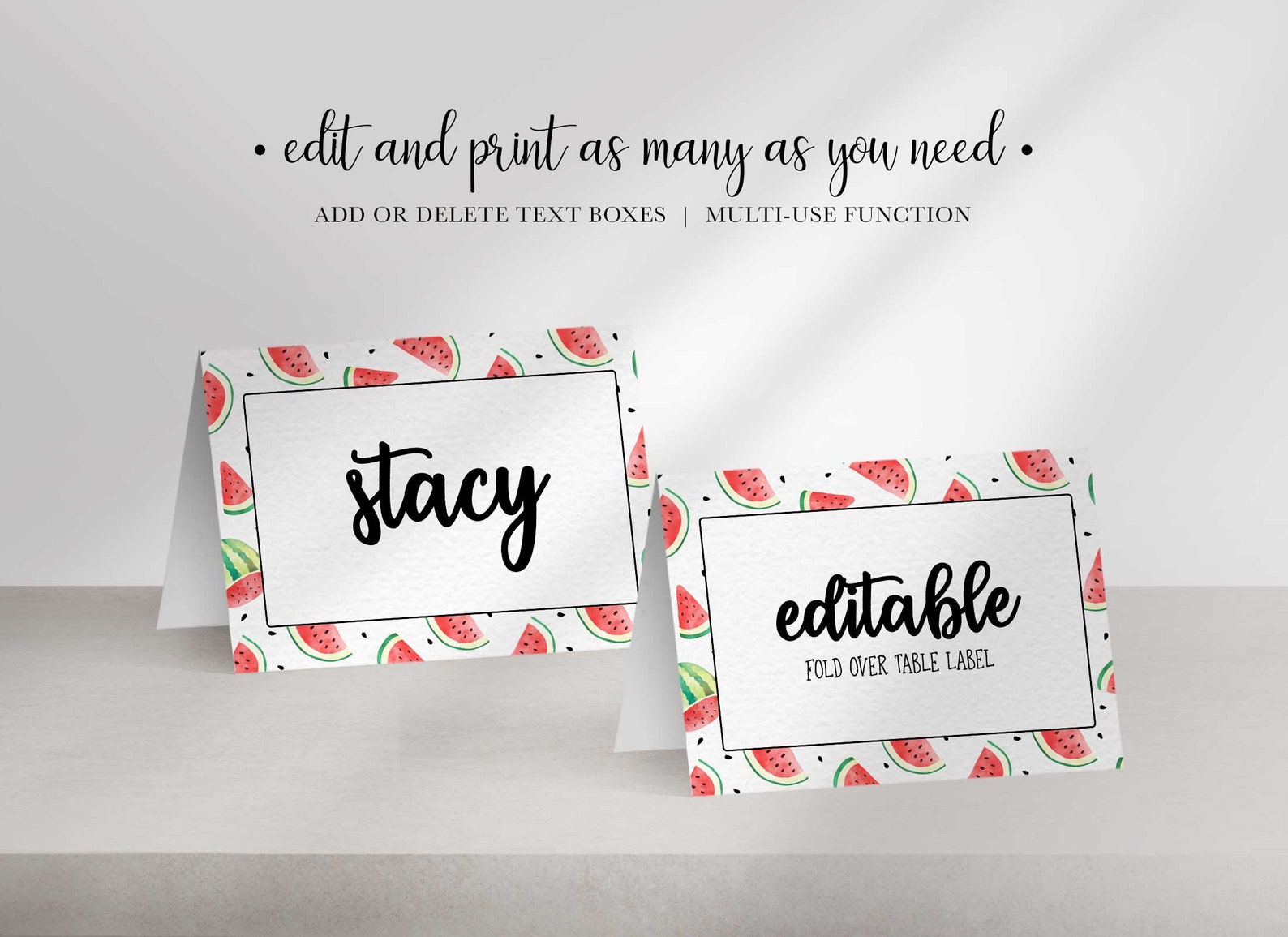 Editable Watermelon Table Labels to Edit Yourself for Instant | Etsy