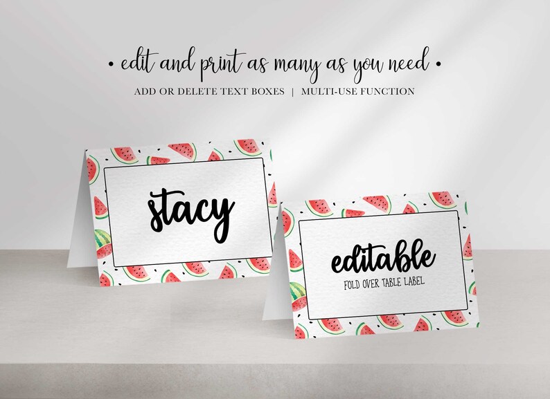 Editable Watermelon Table Labels to Edit Yourself for Instant | Etsy