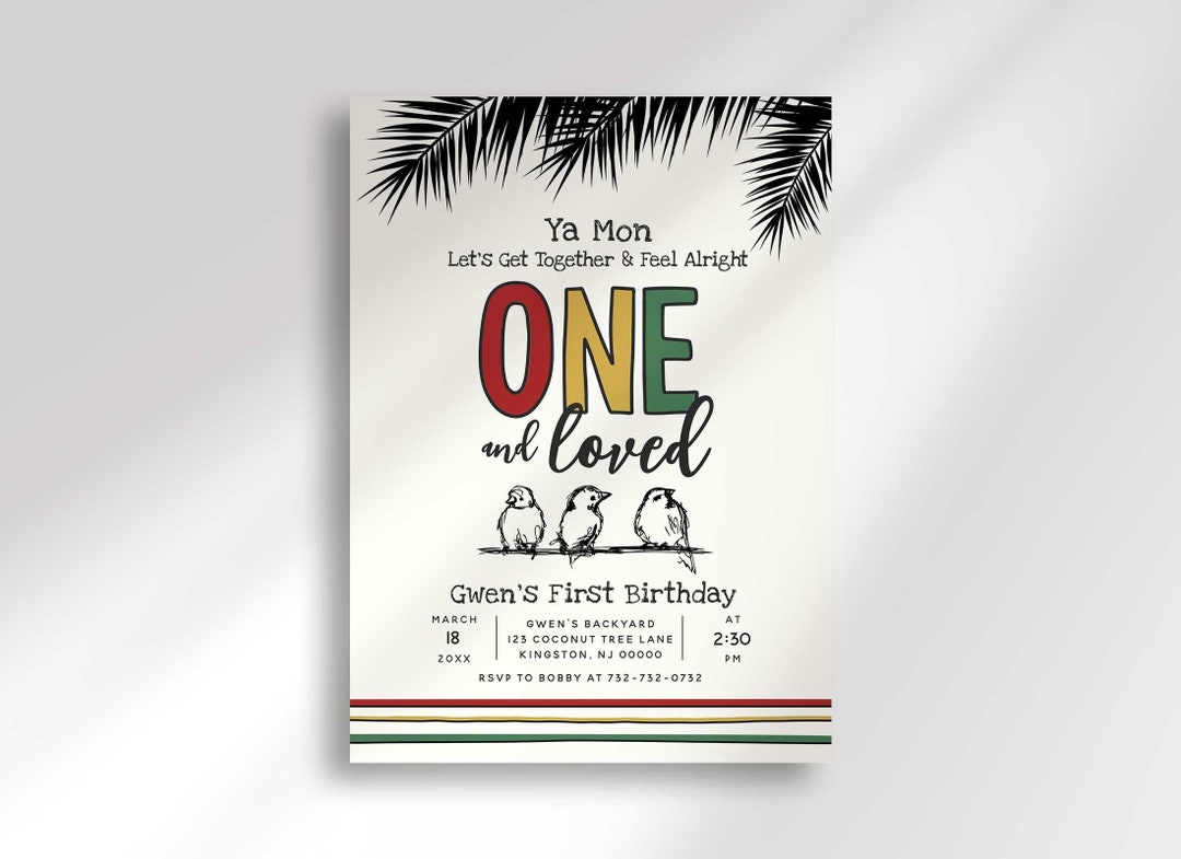 Editable One and Loved First Reggae Birthday Invitation Template ...