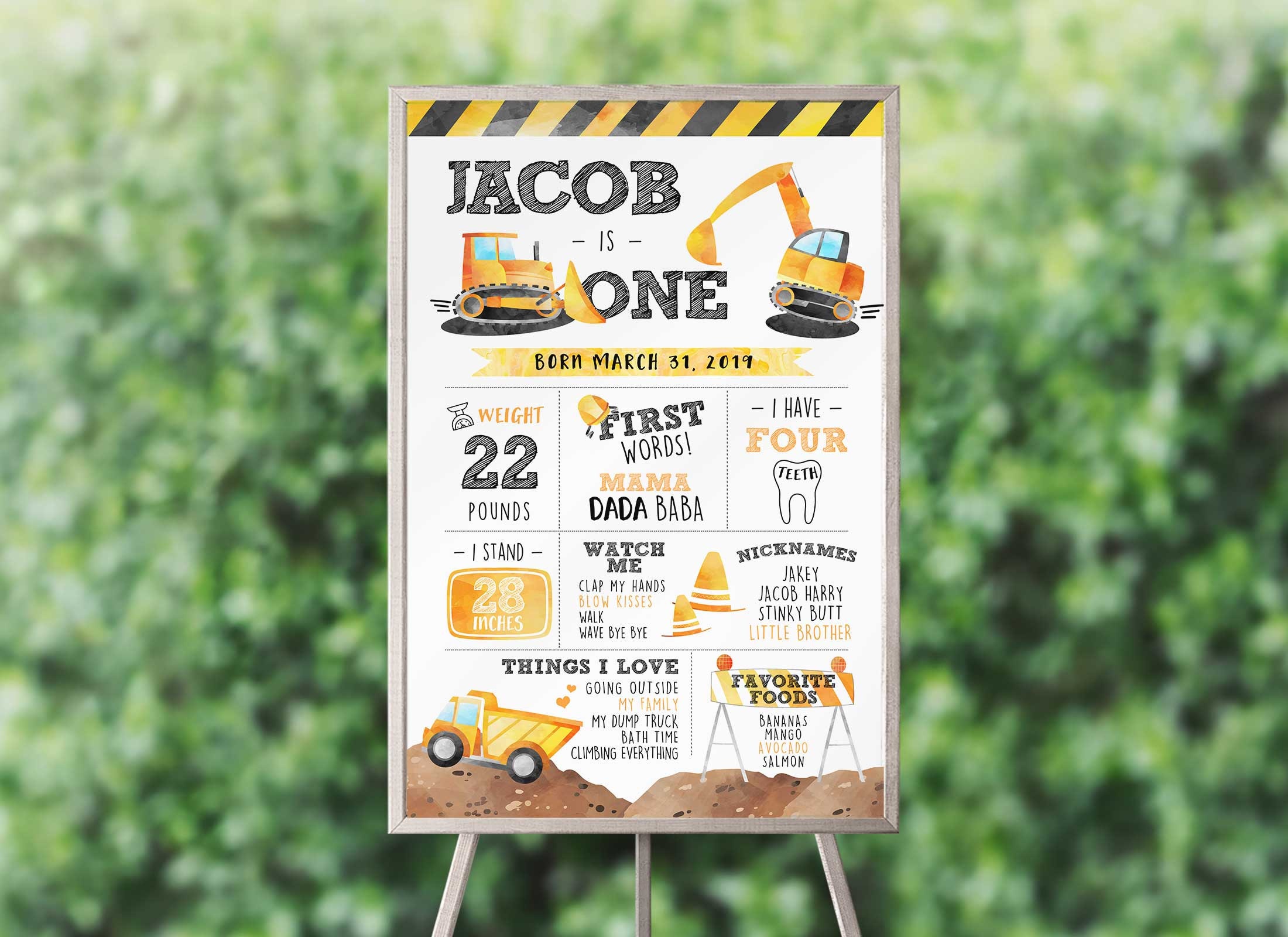 Editable Construction Birthday Board Truck Birthday Board - Etsy